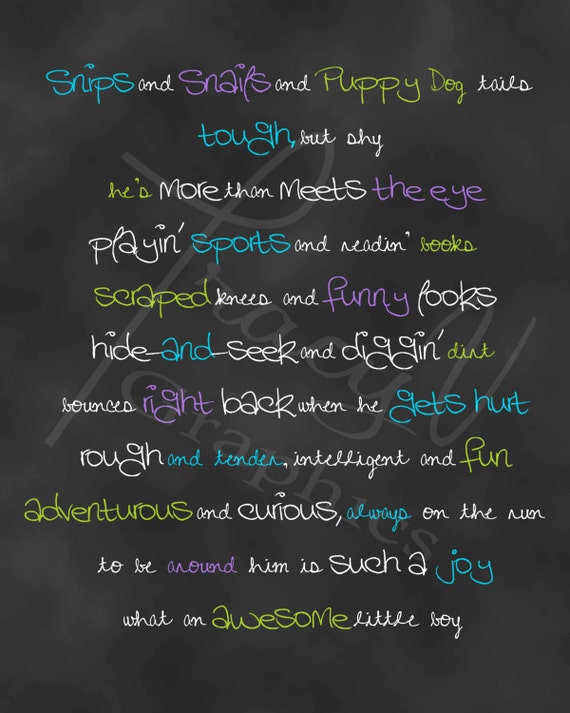 Printable Nursery Decor Snips and Snails Poem | Etsy