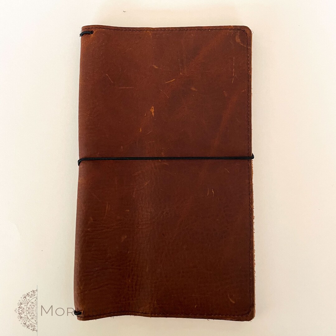 Textured Brown Leather Notebook Cover With Pockets Standard - Etsy