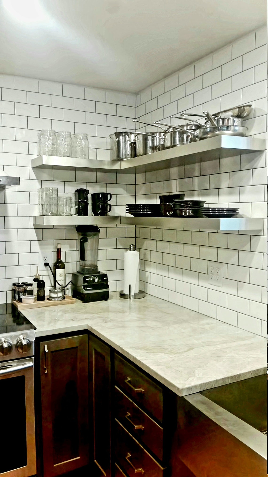 Custom Modern Stainless Steel Floating Shelf: Durable Kitchen Shelving ...