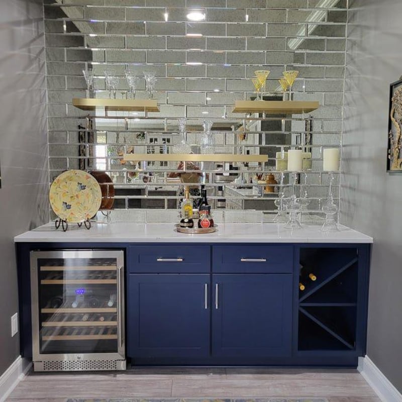 Bar Shelf Brass and Glass - Etsy