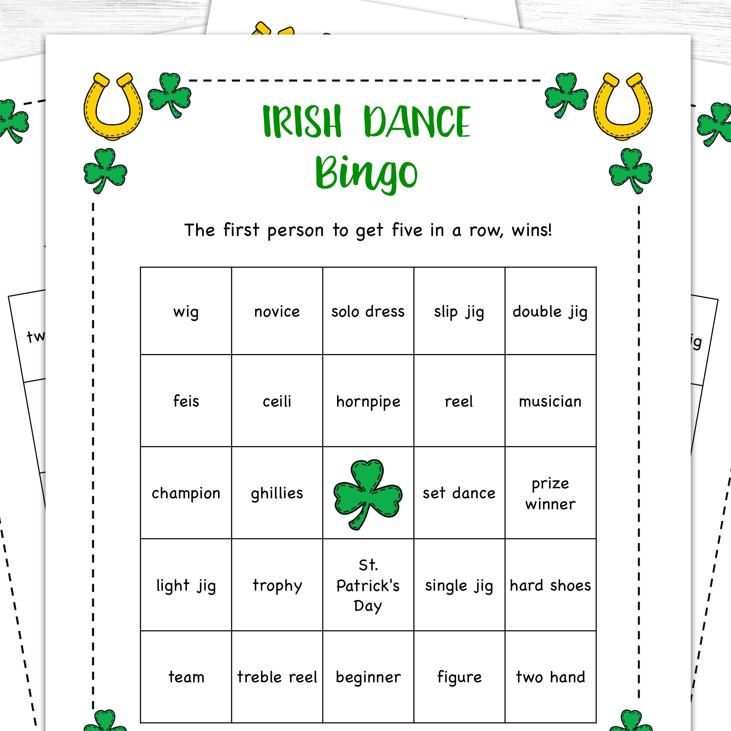 Irish Dance Bingo Cards, Digital Instant Download PDF Printable, Irish ...