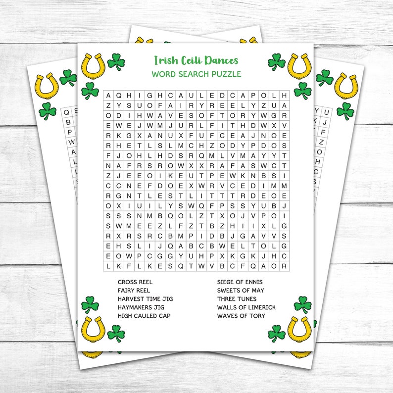 Irish Ceili Dances Irish Dance Word Search Puzzles Instant | Etsy