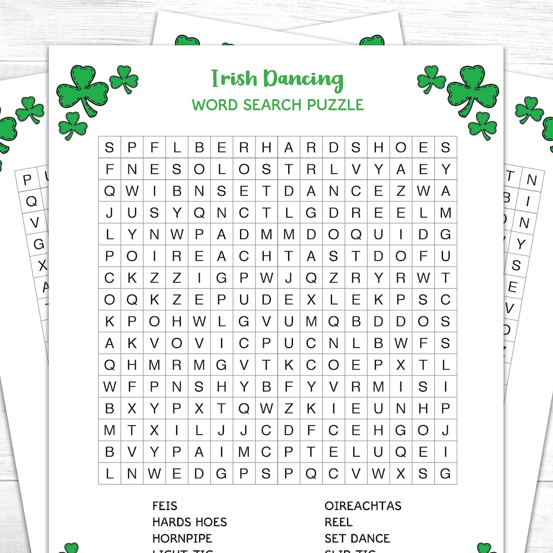 Irish Dance Word Search Puzzles, Irish Dancing Printable, Digital ...