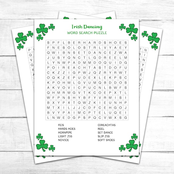 Irish Dance Word Search Puzzles Digital Instant Download PDF | Etsy UK