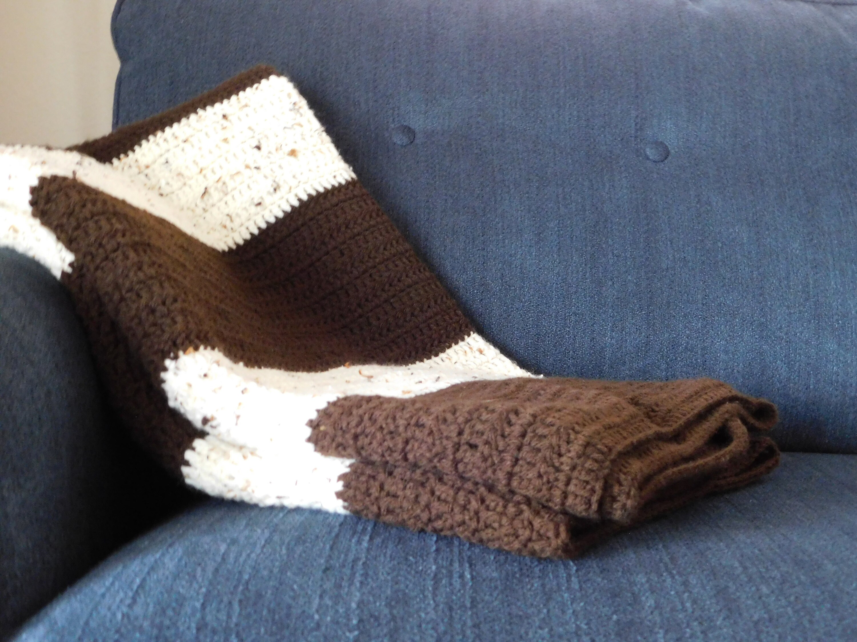 Classic Crocheted Afghan - Brown and Off-white - Etsy