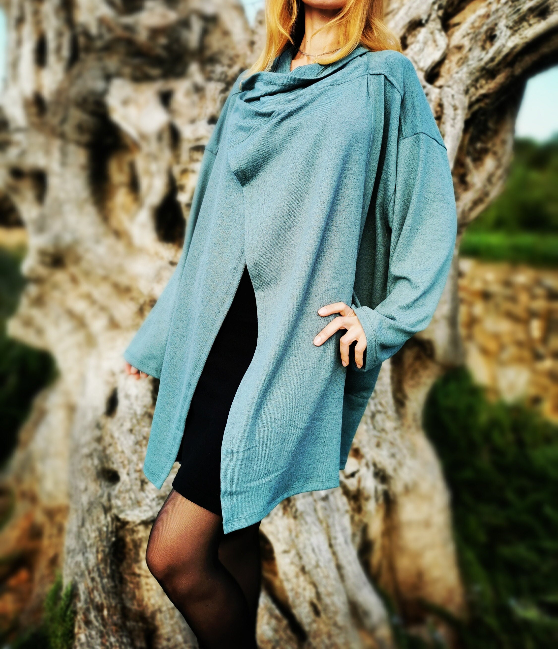 Wrap Jacket Asymmetric Jacket Jumper With Two Pockets Urban | Etsy