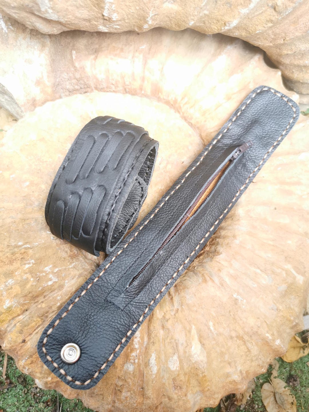 Leather Wrist, Cuff With Secret Pocket, Handmade Leather Bracelet - Etsy