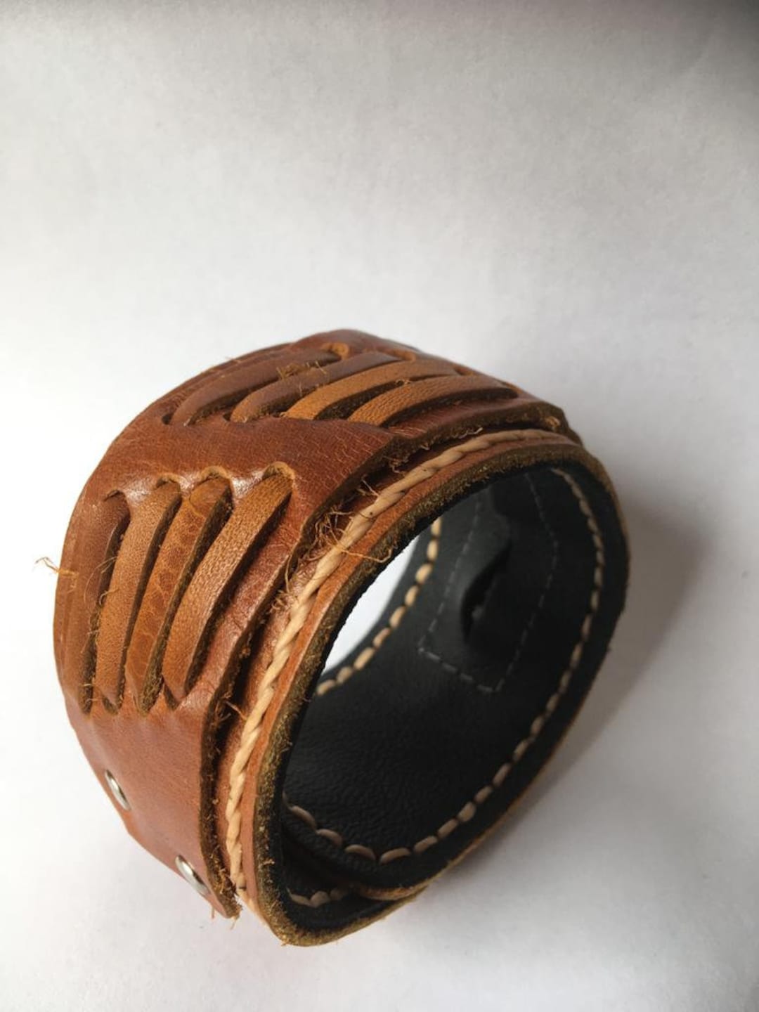 Leather Wrist Cuff With Secret Pocket Handmade Leather - Etsy
