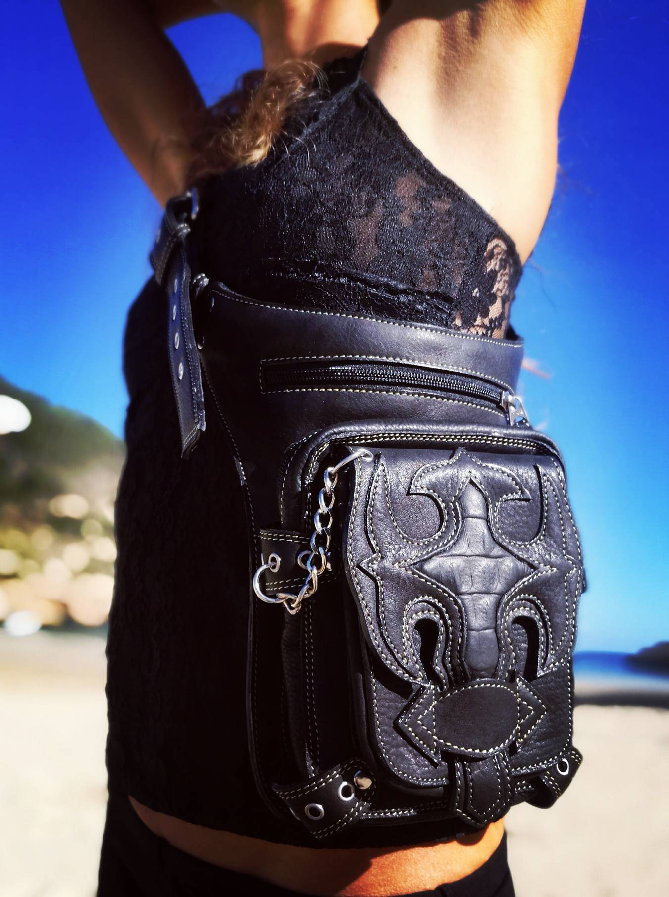 Leather Utility Belt Leg Strap Festival Hip Belt Travel | Etsy