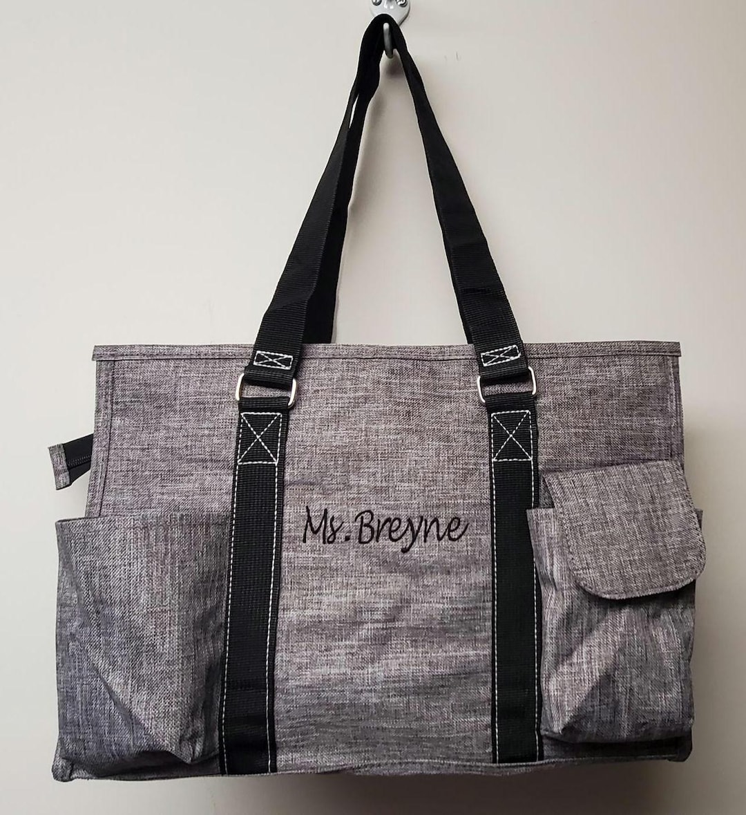 Small Utility Tote/tote Bag - Gray Stone Wash - Personalized ...