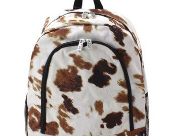 Cow Print Bookbag - Etsy