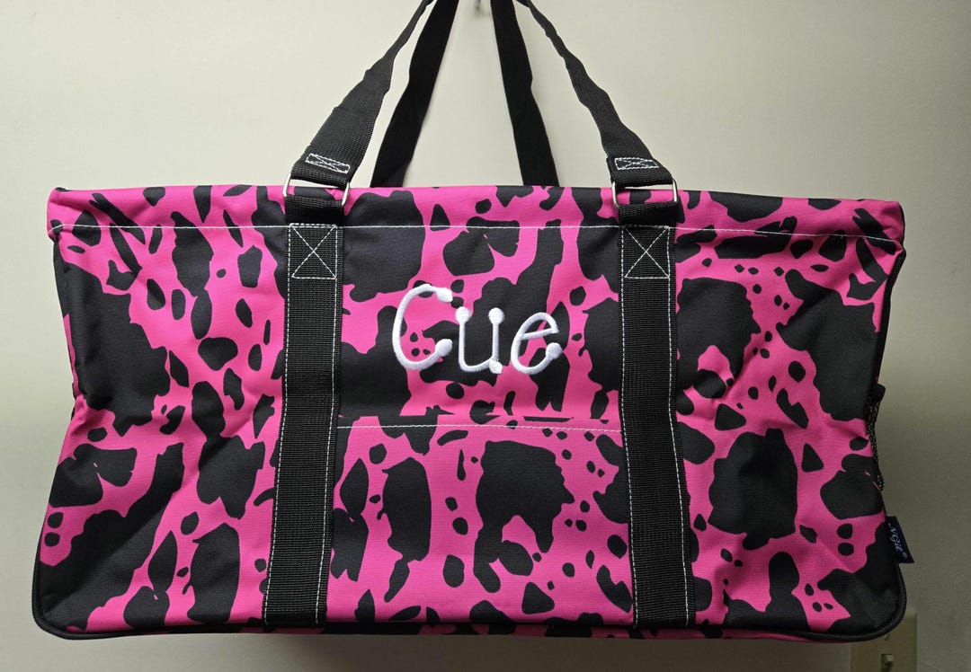 Hot Pink Cow Large Utility Tote/tote Bag - Personalized/monogrammed - Etsy