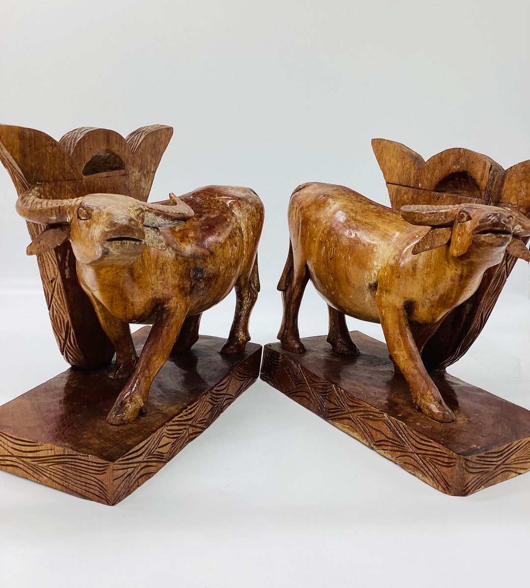 Vintage Longhorn Bull Bookends Wooden Texas Western Cowboy - Etsy