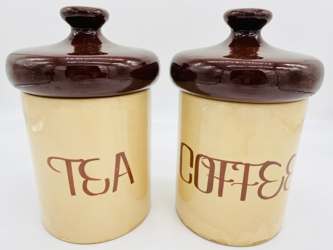 Vintage Coffee & Tea Canister Set Muchroom Ceramic - Etsy