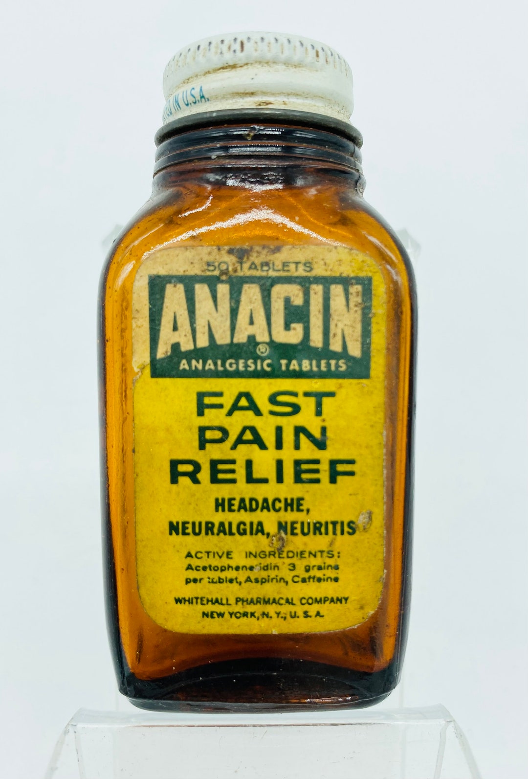 Vintage Anacin Glass Bottle 1950s/1960s Whitehall - Etsy