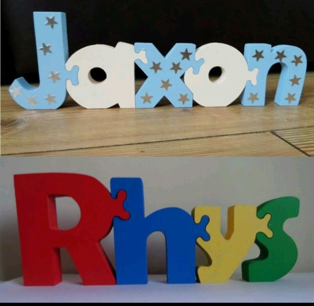 Personalised Wooden Free Standing Jigsaw Name - Etsy