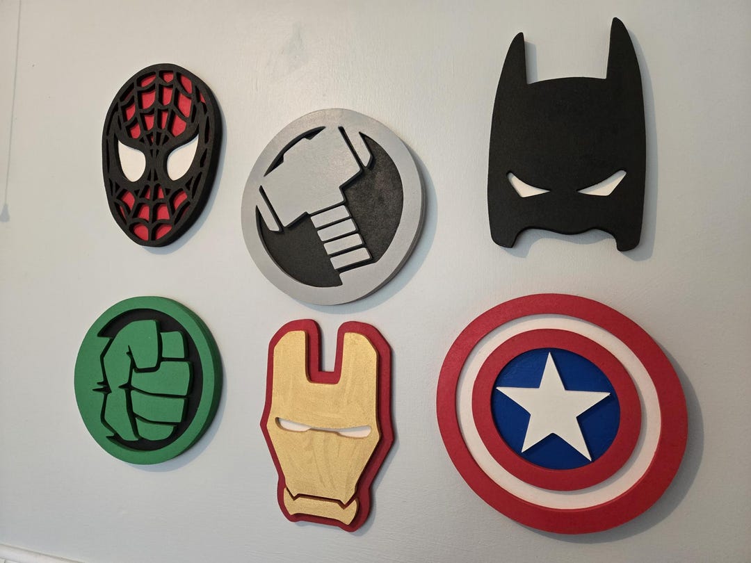 Handmade Wooden Superhero Mask and Logos Signs / Plaque. Avengers ...