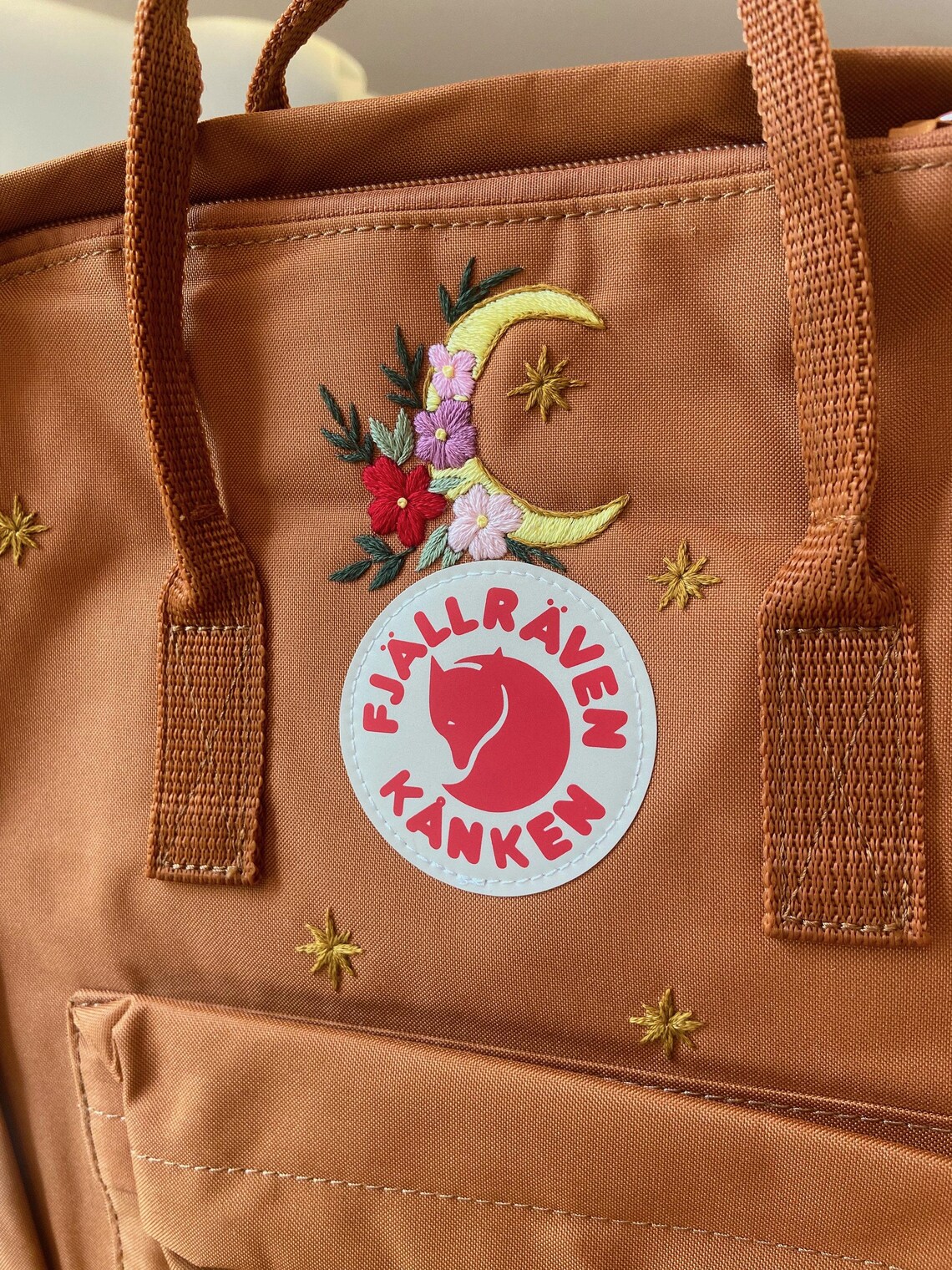 Kanken Backpack Embroidered With Moon and Flower/ Custom Kanken ...