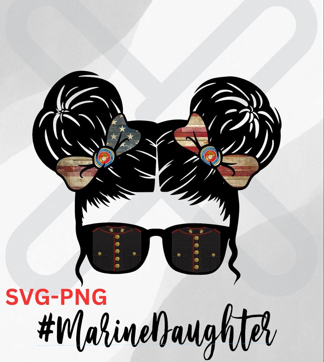 Marine Daughter/sister/child Messy Buns Space Buns Customizable Hashtag ...