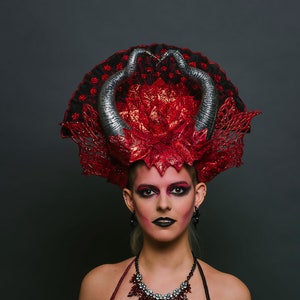 Dragon Horns Fire Flames Headdress, Spikes Medieval Feather Costume ...