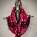 Cherry Blossom Kimono, Fringe Crane Caftan, Japanese Robe, Flapper Flowing Dramatic Gown ...