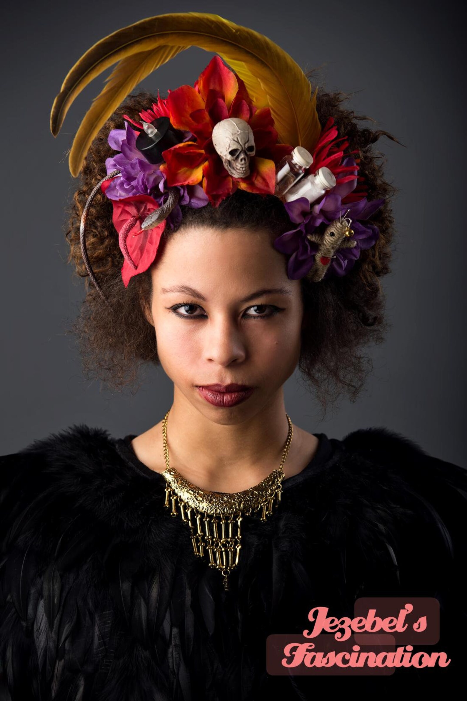 Gothic Tropical Tiki Floral Fascinator Black Lily Dahlia - Etsy