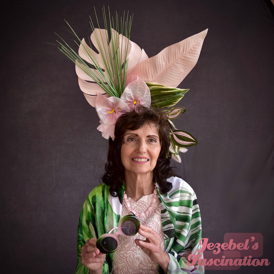 Floral Tiki Headpiece, Jungle Tropical Headdress, Greenery Hawaii ...