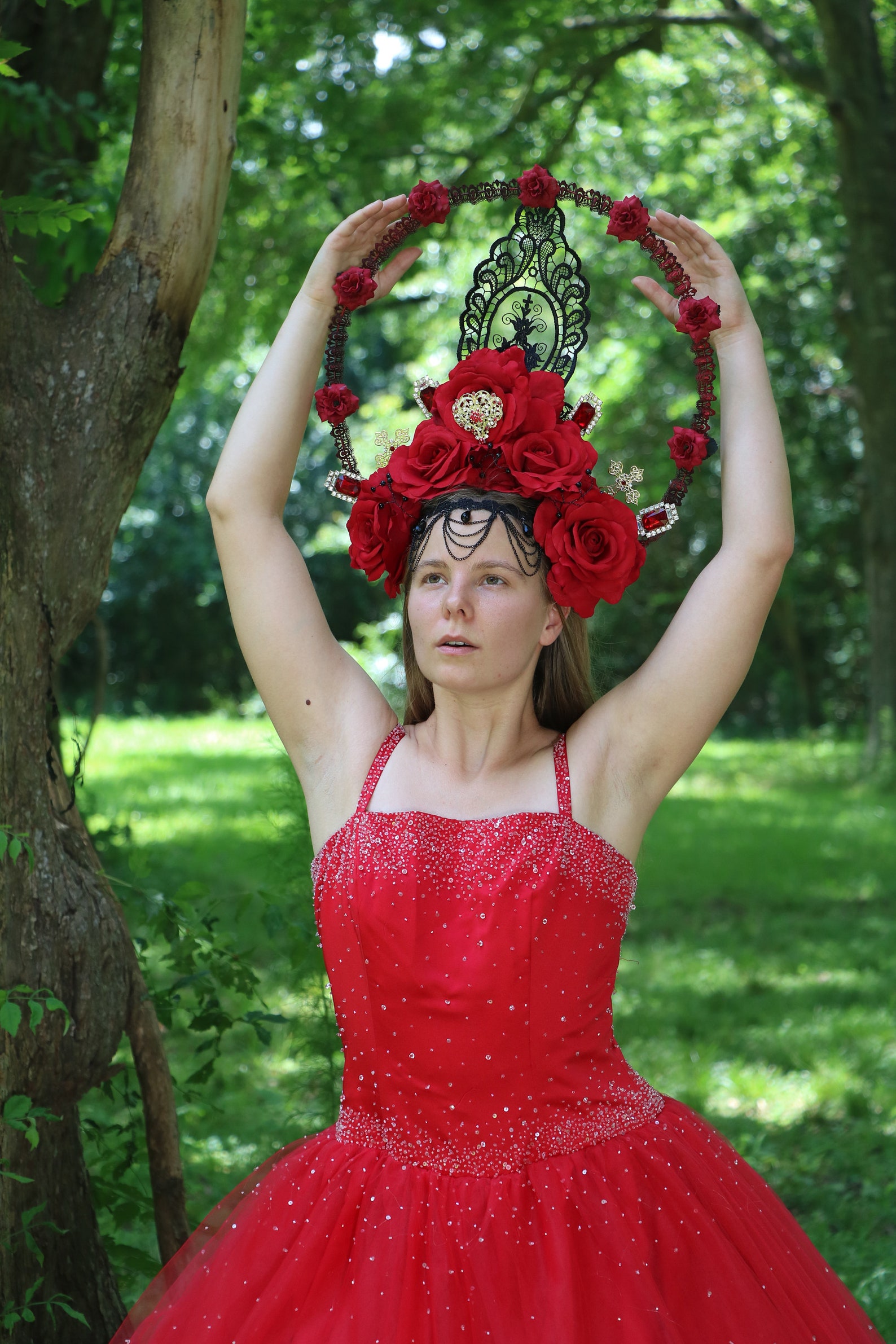 Red Queen Virgin Mary Crown Saint Halo Rose Sacred Heart - Etsy