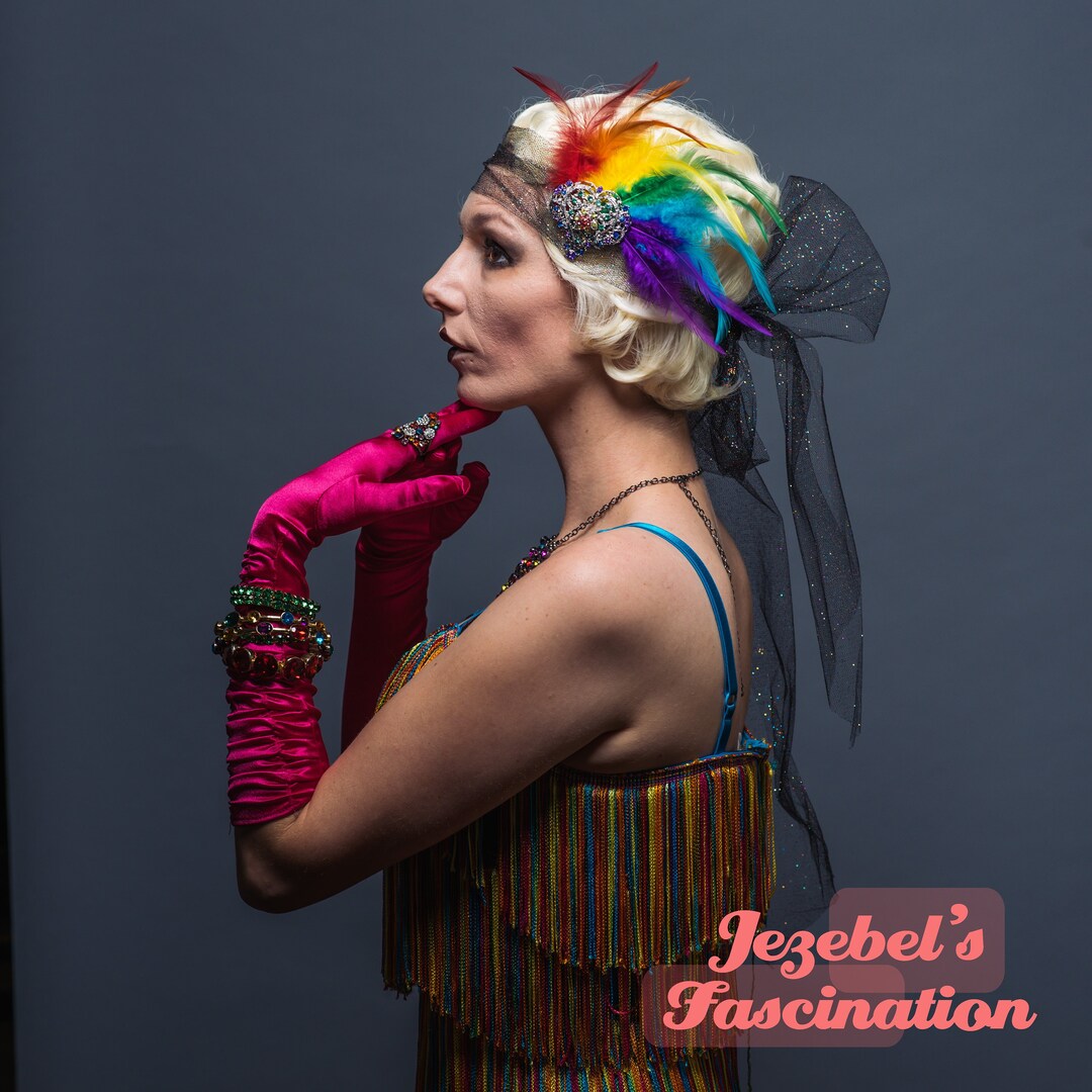 Rainbow Flapper Feather Headband Heart Pride Headpiece 1920s Gatsby ...