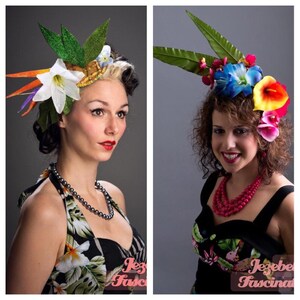 Tropical Flower Ukulele Luau Tiki Headdress Novelty Funny Hawaii Orchid ...