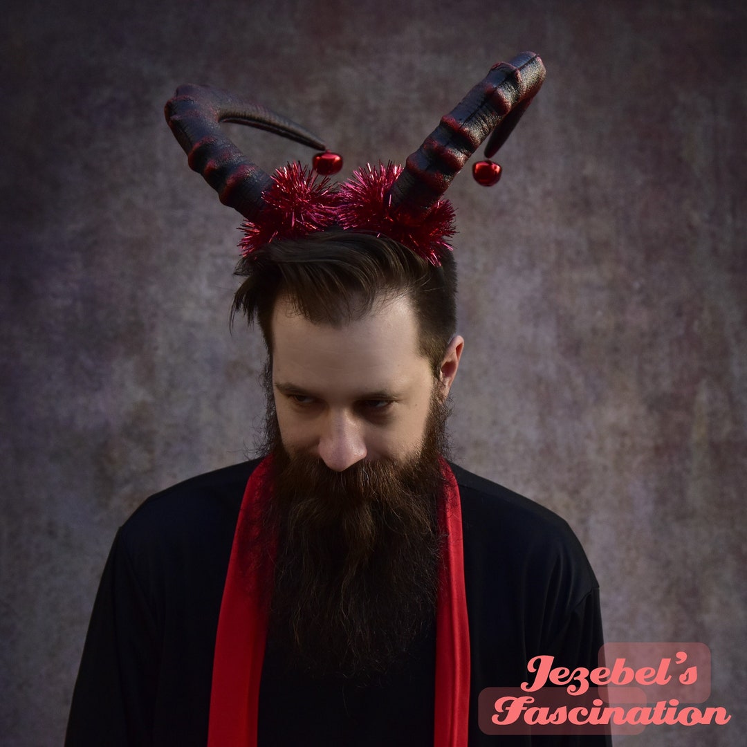 Krampus Horns, Lord Yule Bells Tinsel Christmas Devil Costume, Funny ...