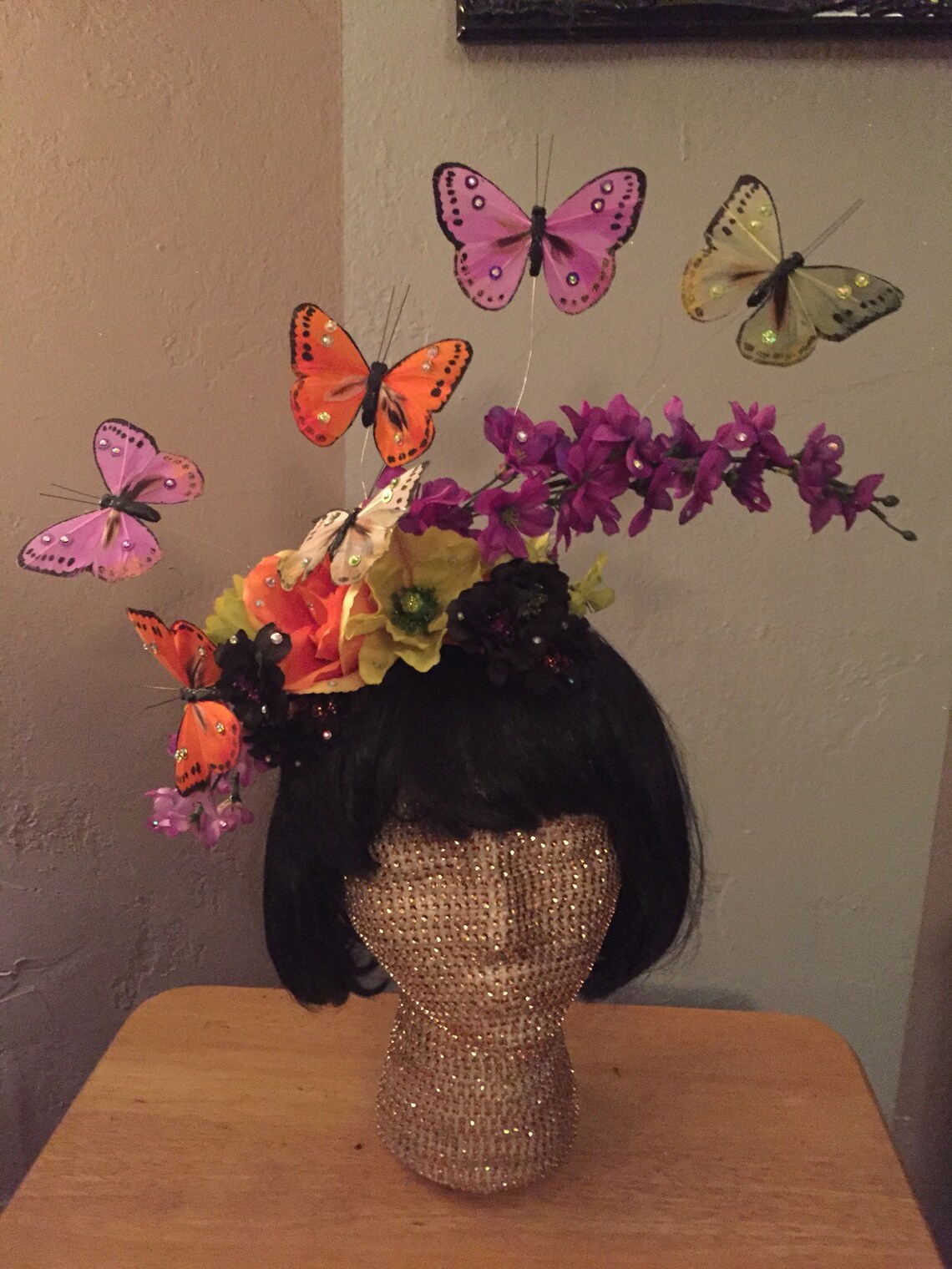 Pink Purple Rose Butterfly DC Washington Headpiece Dapper Day | Etsy