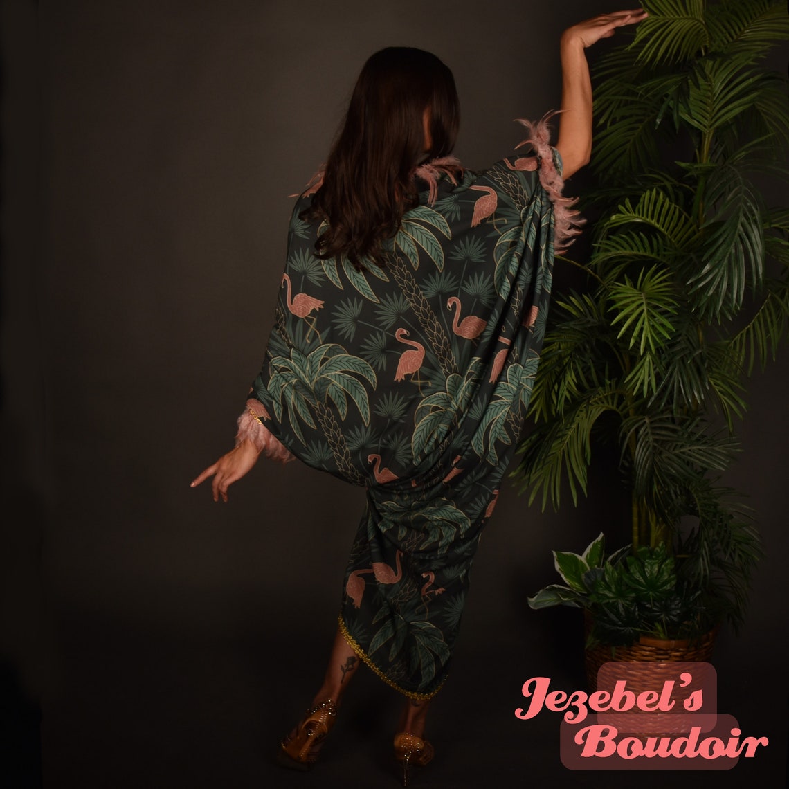 Tiki Caftan Dressing Gown Robe Sheer Kimono Tropical Feather - Etsy