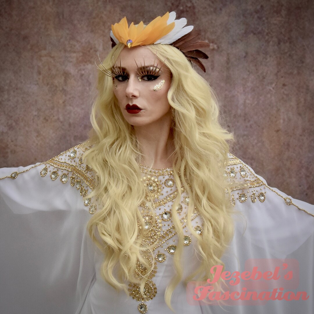 Eagle Feather Crown Bird of Prey Headpiece Fantasy Owl Gold Carnival ...