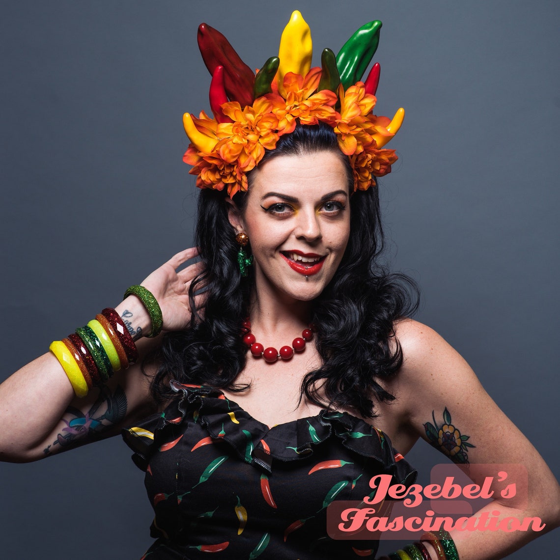 Pepper Spicy Fire Headpiece Hot Louisiana Havana Latin Mexico Cinco De ...