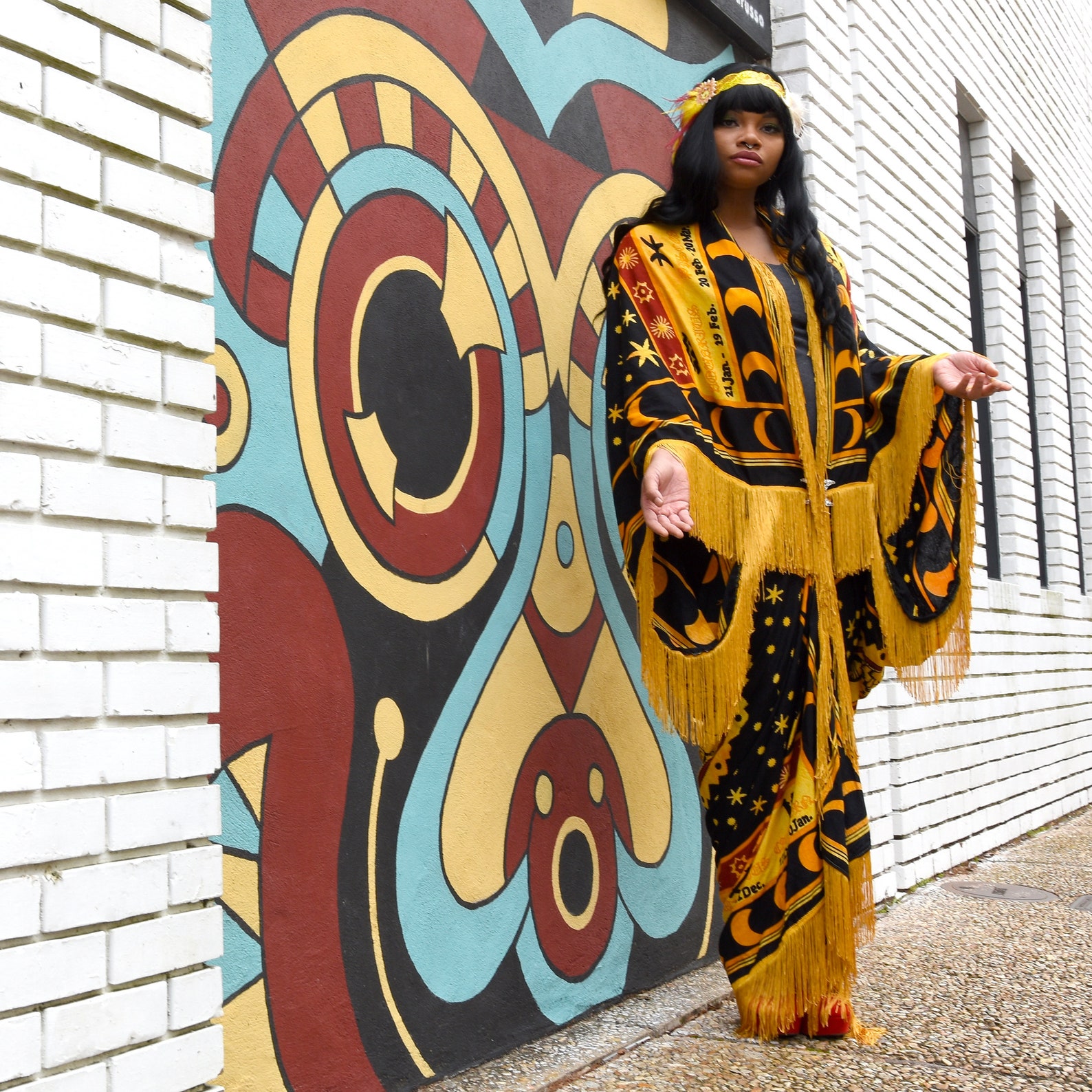 Art Nouveau Bat Wing Gown Star Dressing Robe Red Oracle Gold - Etsy