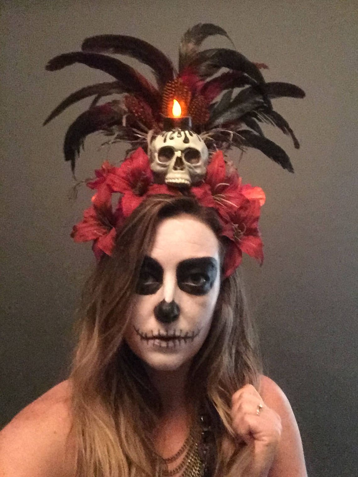 Voodoo Red Skull Tiki Headpiece Tropical Juju Magic Priestess - Etsy