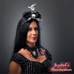 Rococo Rose Vampire Bride Veil Victorian Kokoshnik WGT Black Grey ...