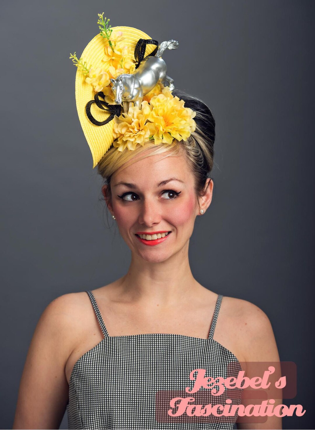 Kentucky Derby Horse Lemon Yellow Unique Ascot Fascinator Conceptual ...