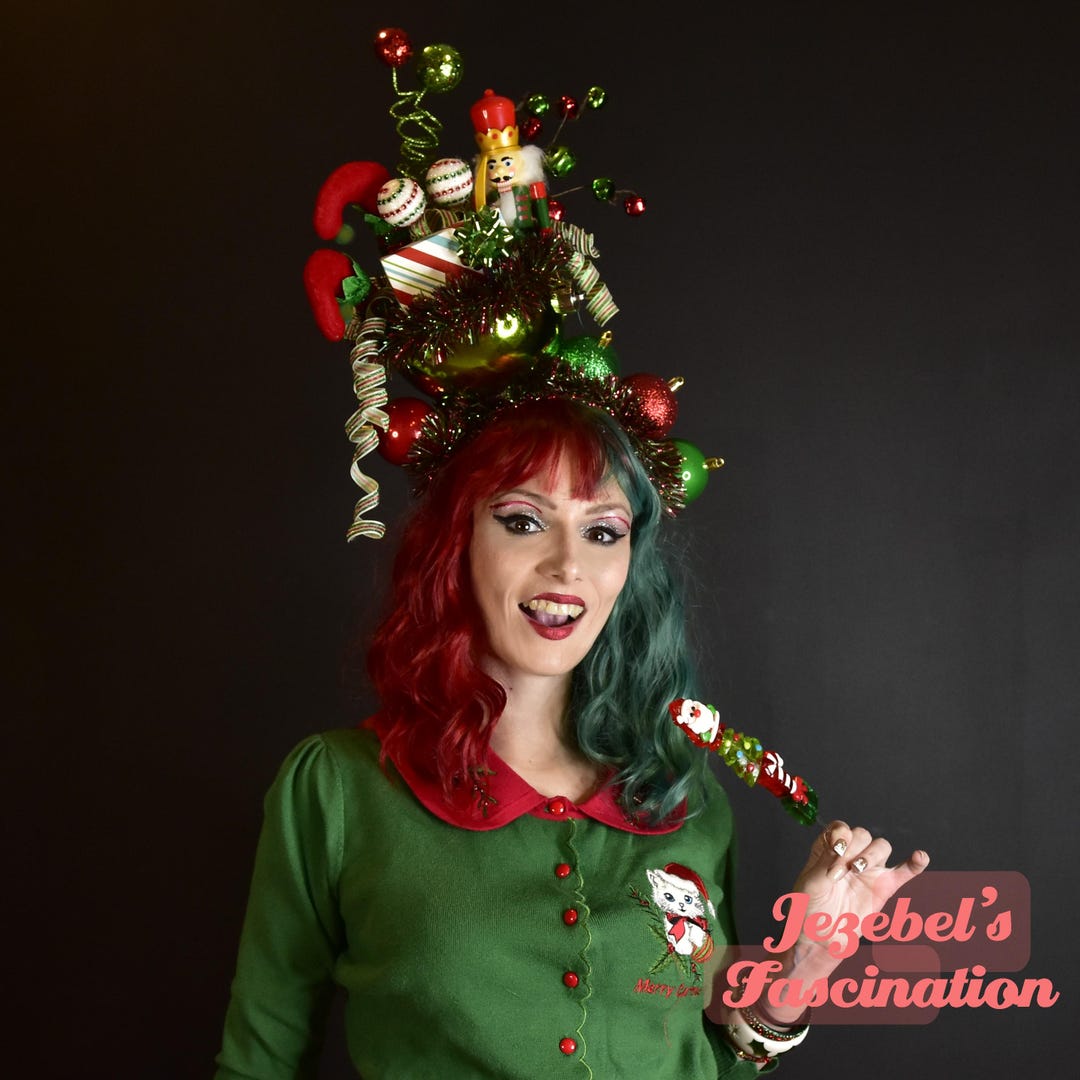 Large Christmas Ornament Headpiece, Kitschmas Lights Elf Feet Ugly ...