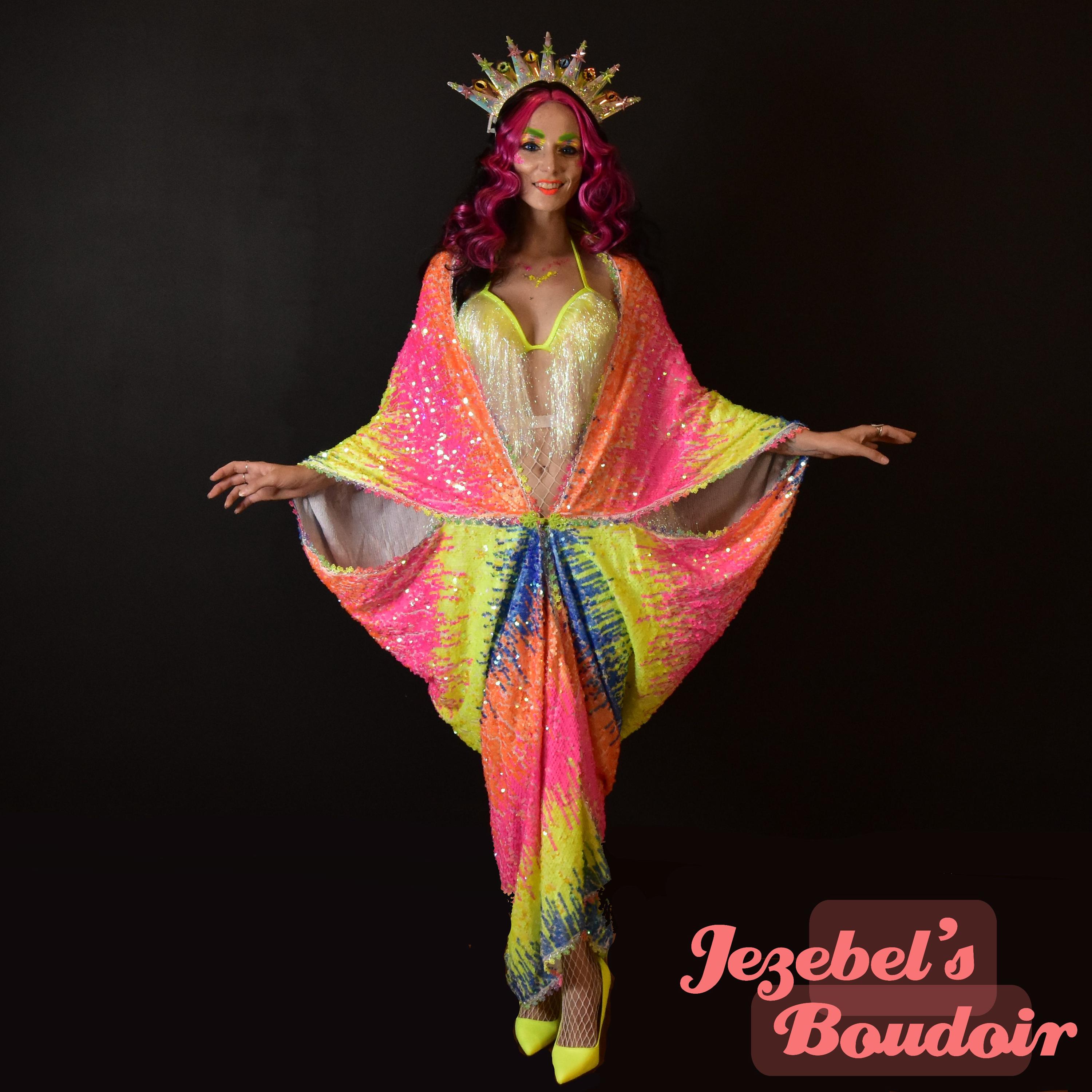 UV Glow Sequin Kimono, Neon Duster Gown, Synthwave Vaporwave Robe ...