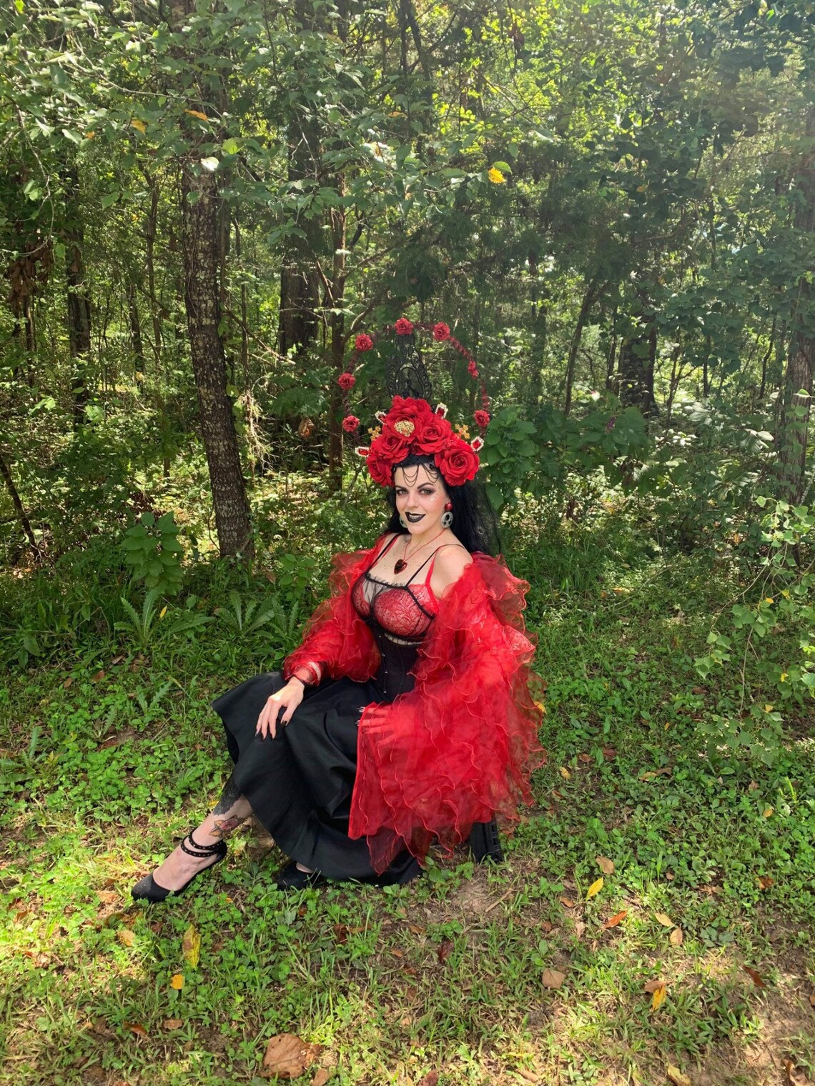 Red Queen Virgin Mary Crown Saint Halo Rose Sacred Heart - Etsy