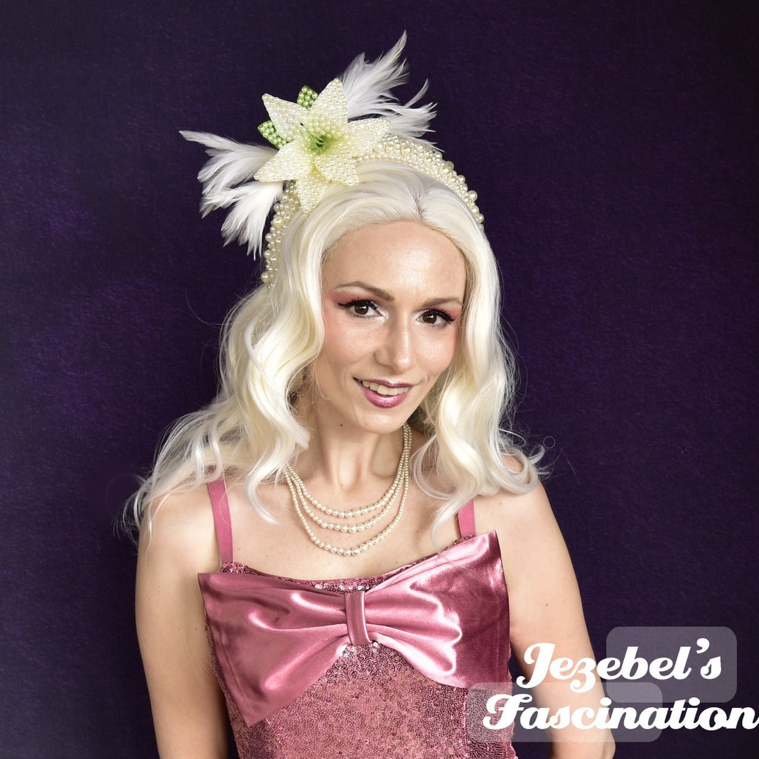 Large Pearl Headband, Feather Lily Flower Crown, Luxe Destination ...