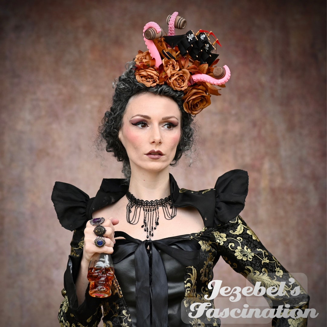 Rum Mini Pirate Ship Fascinator, Kraken Octopus Tentacles Barrels Headpiece, Captain Buccaneer ...