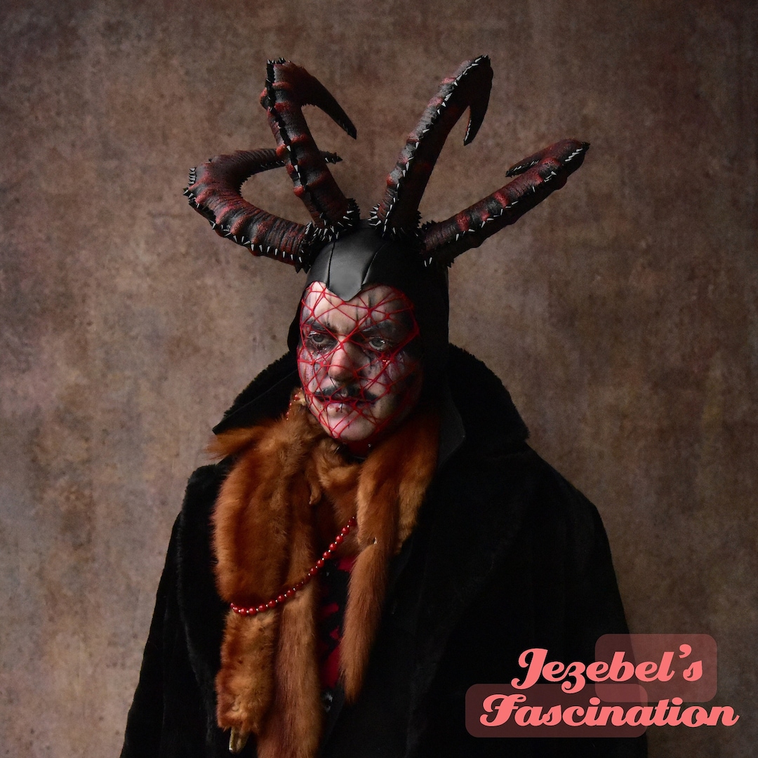 Goat Ram Horns Spiked Headdress, Teeth Spine Dramatic WGT Costume ...