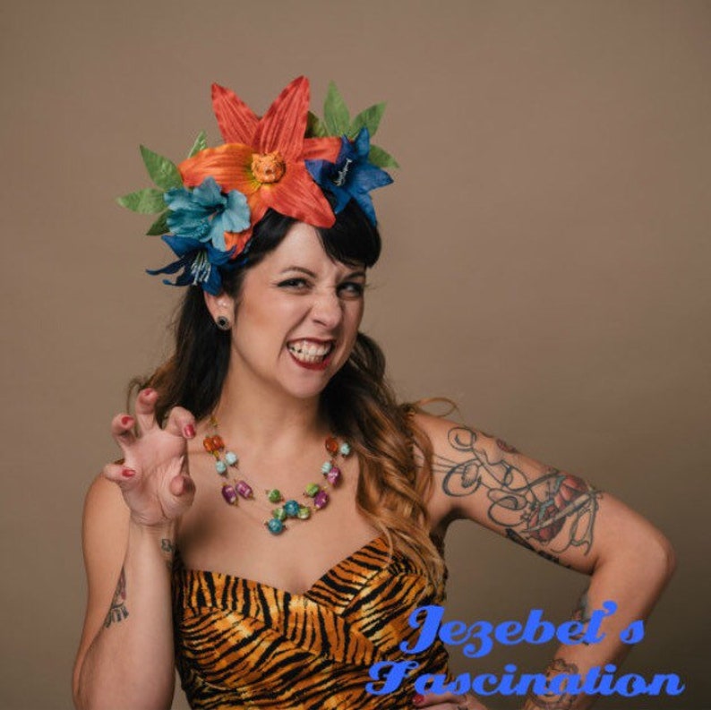 Tropical Purple Tiki Hair Flower, Oasis Headdress Lotus Plumeria ...