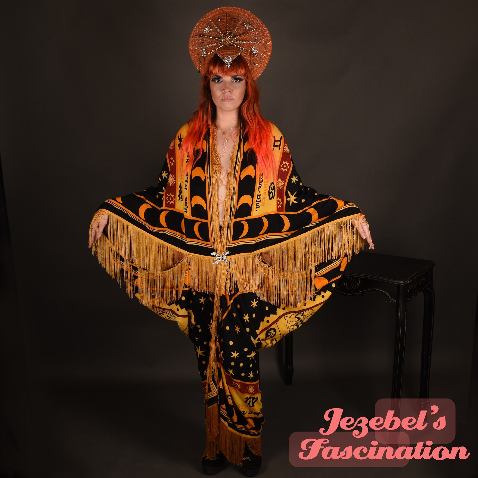 Art Nouveau Bat Wing Gown Star Dressing Robe Red Oracle Gold - Etsy