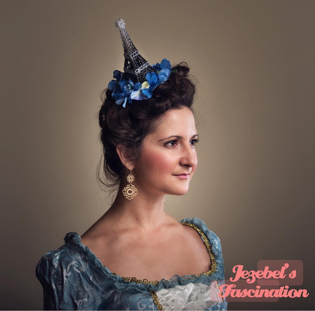 Eiffel Tower French Blue Harlots Flower Fascinator, Bastille Day Rococo ...