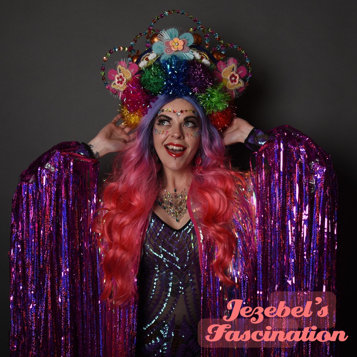 Rainbow Rave Light up Flower Headdress EDC Neon Drag Queen | Etsy