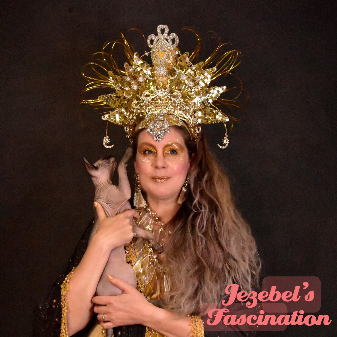 Crescent Moon Star Halo, Golden Luxe Crown, Celestial Headpiece Night ...